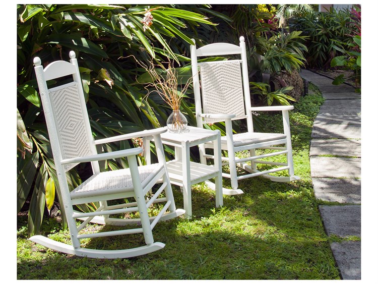 POLYWOOD® Jefferson Recycled Plastic 3-Piece Woven Rocker Patio Lounge ...