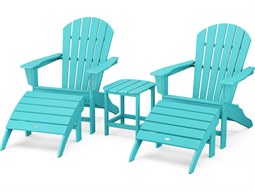 POLYWOOD® South Beach Recycled Plastic 5 Piece Adirondack Outdoor Lounge Set | PWPWS1741
