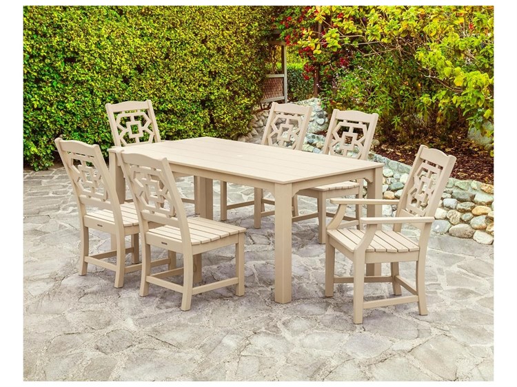 Polywood Martha Stewart Exclusive Chinoiserie 7 Piece Parsons Outdoor
