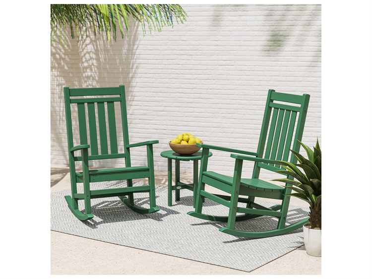 POLYWOOD® Estate Recycled Plastic 3 Piece Porch Rocker Outdoor Lounge ...