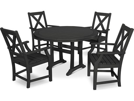 POLYWOOD® La Casa Recycled Plastic 5 Piece Farmhouse Dining Set | PWPWS4361