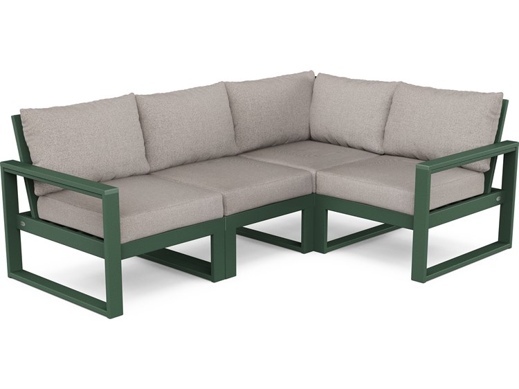 POLYWOOD® Edge Recycled Plastic Deep Seating 4 Piece Sectional Outdoor ...