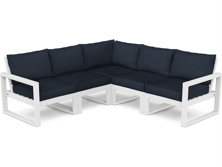 POLYWOOD® Edge Recycled Plastic Deep Seating 5 Piece Sectional Outdoor ...