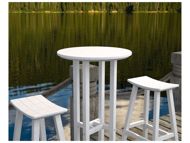 POLYWOOD® Traditional Recycled Plastic Round Patio Bar Height Table ...