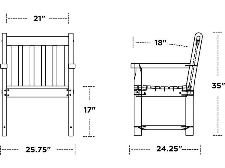 POLYWOOD® Traditional Garden Recycled Plastic Patio Dining Arm Chair ...