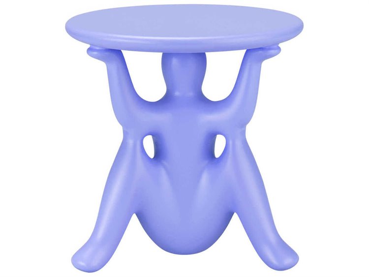 Qeeboo Outdoor Helpyourself Light Blue Recycled Plastic Round End Table ...