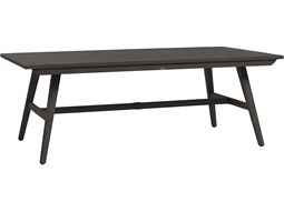 Ebel Trevi Aluminum Rectangular Plank Top Outdoor Dining Table with Umbrella Hole | EBL968
