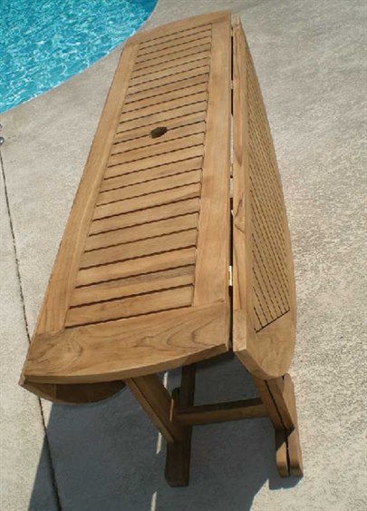 Royal Teak Collection Round Drop Leaf Outdoor Patio Dining Table | DLT6