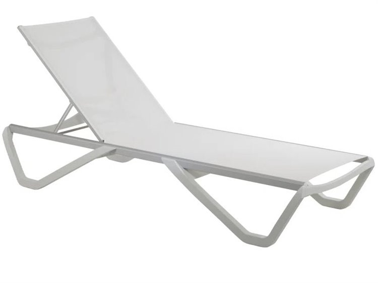 Source Outdoor Furniture Wave Aluminum Sling White Stackable Armless ...