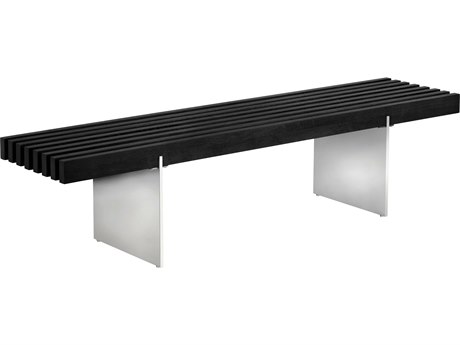 Sunpan Modern Home Ikon Bravo Black / Brushed Gold Accent Bench | SPN105363