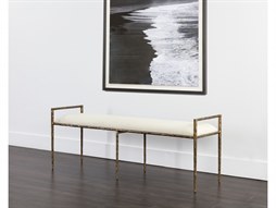 Sunpan Ikon Bravo Black Brushed Gold Faux Leather Accent Bench | SPN105363