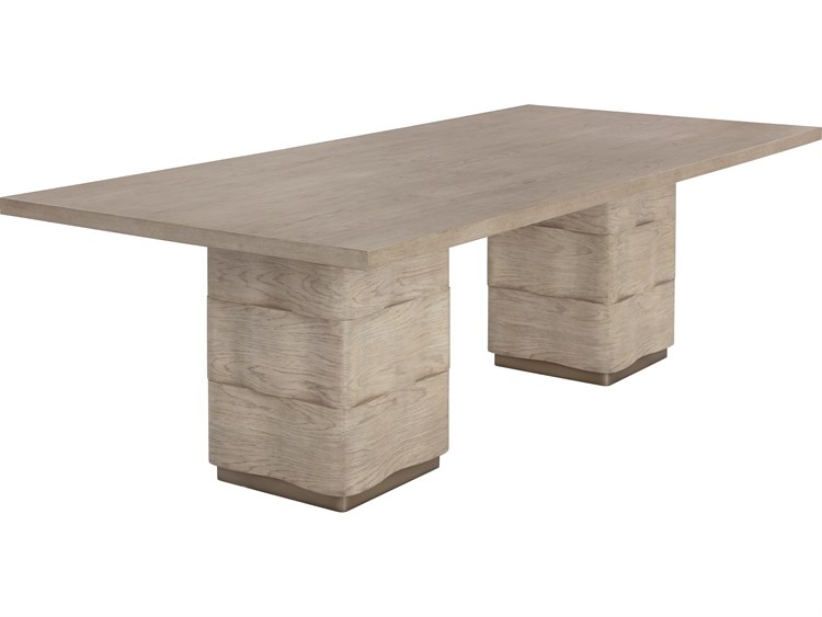 Sunpan Hoyos Rectangular Wood Light Wash Warm Brass Dining Table ...