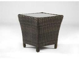South Sea Rattan New Java Wicker Sandstone Square Glass Top Patio End ...