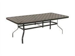 Ebel Trevi Aluminum Rectangular Plank Top Outdoor Dining Table with Umbrella Hole | EBL968