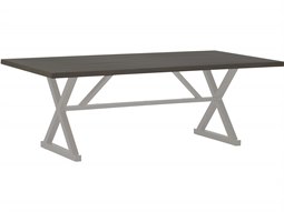 Ebel Trevi Aluminum Rectangular Plank Top Outdoor Dining Table with Umbrella Hole | EBL968