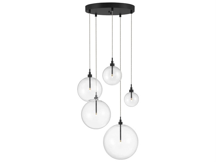 Savoy House Meridian 5-Light Natural Brass Glass LED Globe Pendant ...