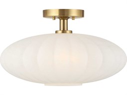 Savoy House Meridian 3-Light Natural Brass Drum Semi Flush Mount ...