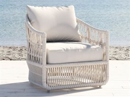 Sunset West Dana Wicker Cushion Patio Lounge Chair in Linen Canvas with ...