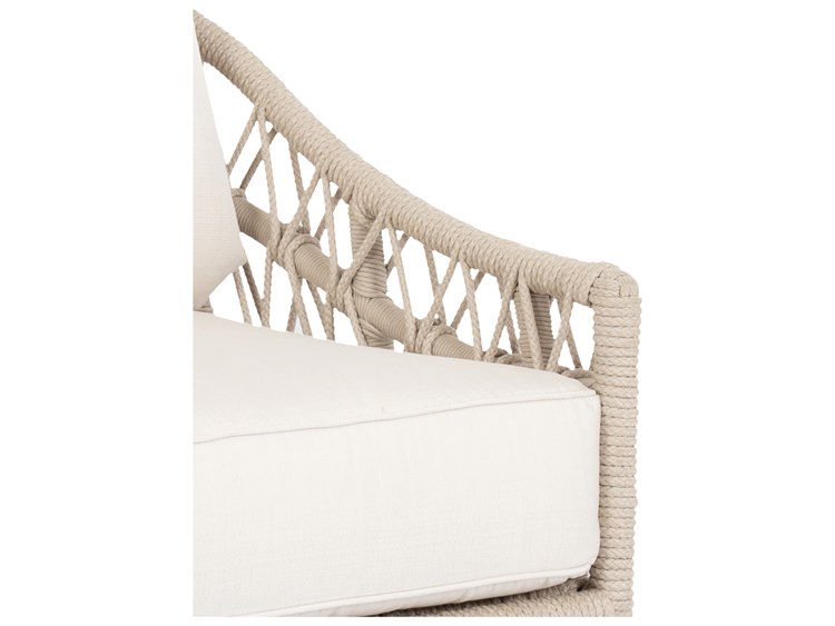 Sunset West Dana Wicker Cushion Patio Lounge Chair in Linen Canvas with ...