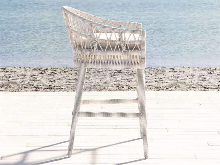 Sunset West Dana Wicker Cushion Outdoor Bar Stool in Linen Canvas with ...