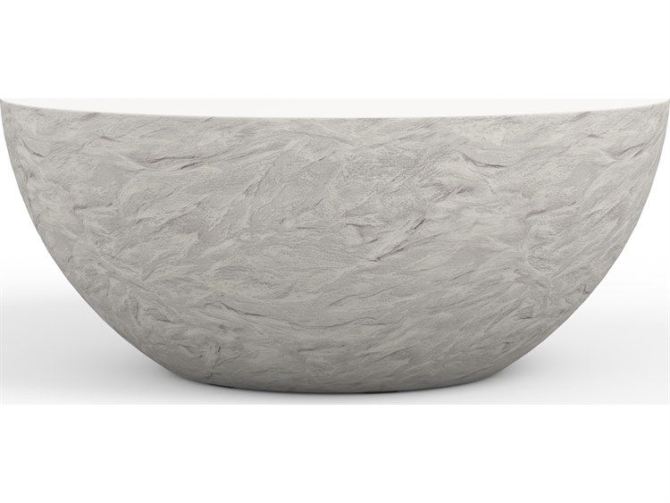 Sunset West Antique Stone Resin Bone White Round Bowl Outdoor Coffee ...
