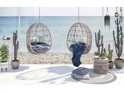 Sunset West Dana Wicker Cushion Patio Lounge Chair in Linen Canvas with ...