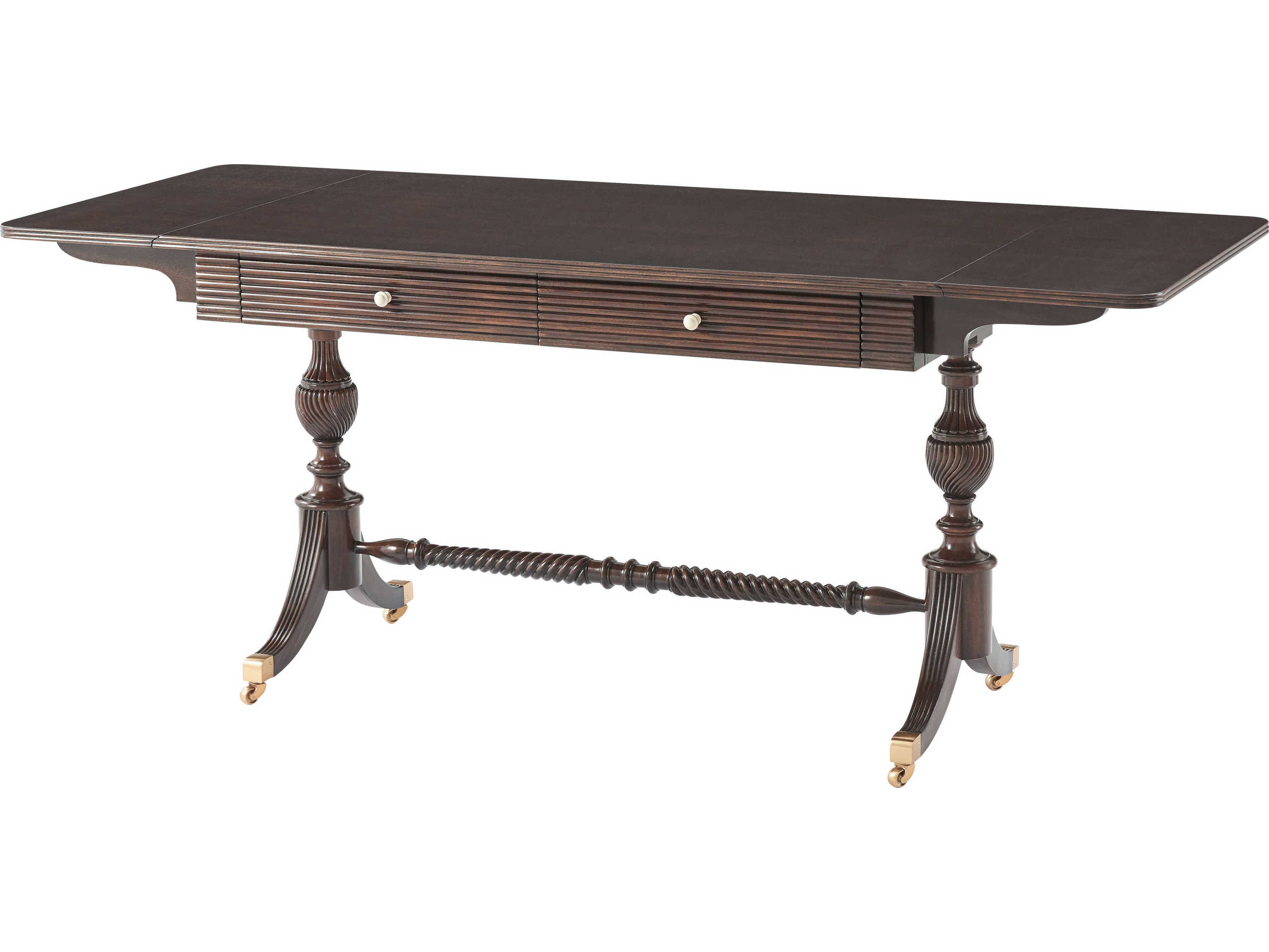 Theodore Alexander Alexa Hampton 72" Faux Bone Cambridge Brown Mahogany ...