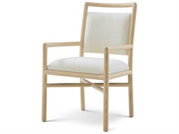 Theodore Alexander Jamie Drake Oak Wood Brown Upholstered Vree Arm ...