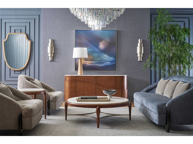 Theodore Alexander Origins Round Marble Landmark Coffee Table ...