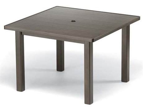 Woodard Aluminum Deluxe 42'' Wide Square Obscure Glass Top Table with ...
