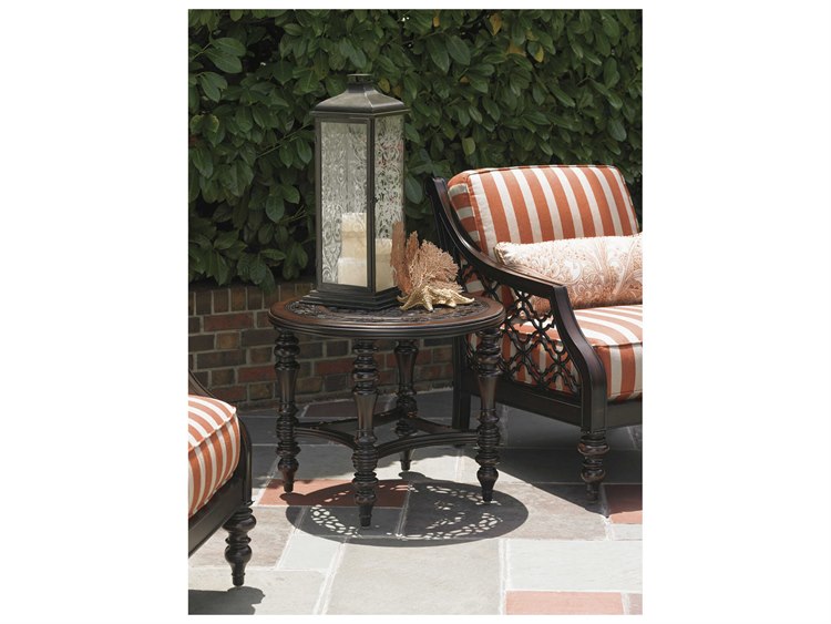 Tommy Bahama Outdoor Black Sands Cast Aluminum Round End Table | TR3235950