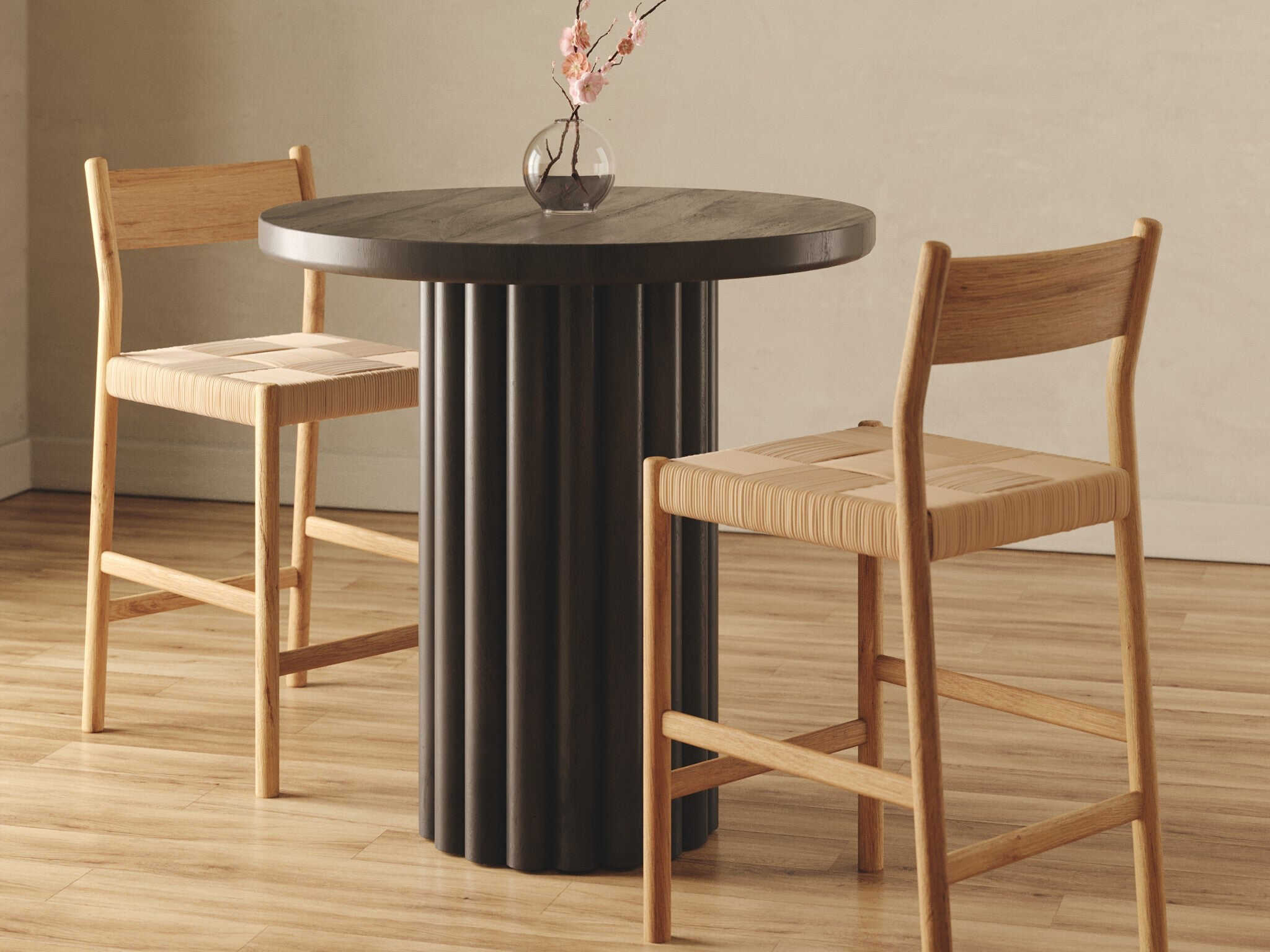 Union Home Lyla Round Wood Charcoal Dining Table | UNHDIN00258