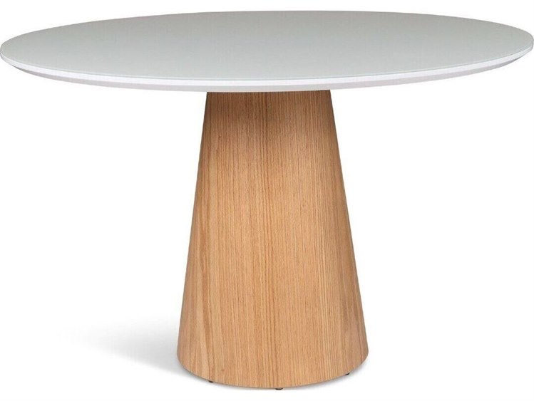 Urbia Modern Brazilian Mona Branco Damasco Glass Top Round Dining Table ...