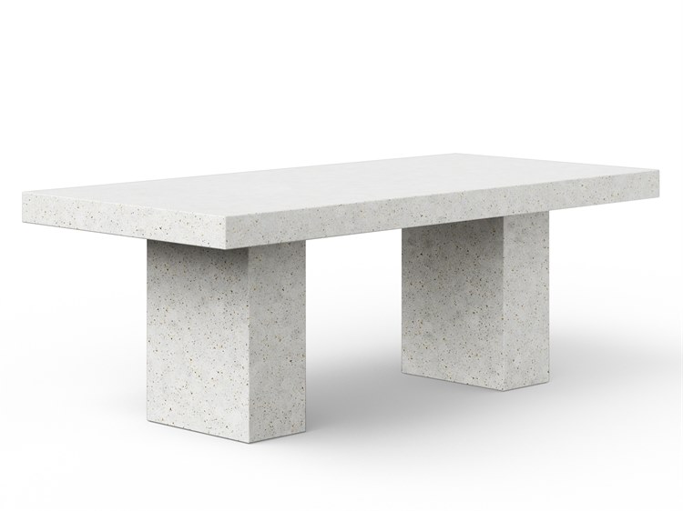 Urbia Outdoor Mixx Ivory Terrazzo Concrete Rectangular Dining Table | UROVGSELCOR7IVTZ1