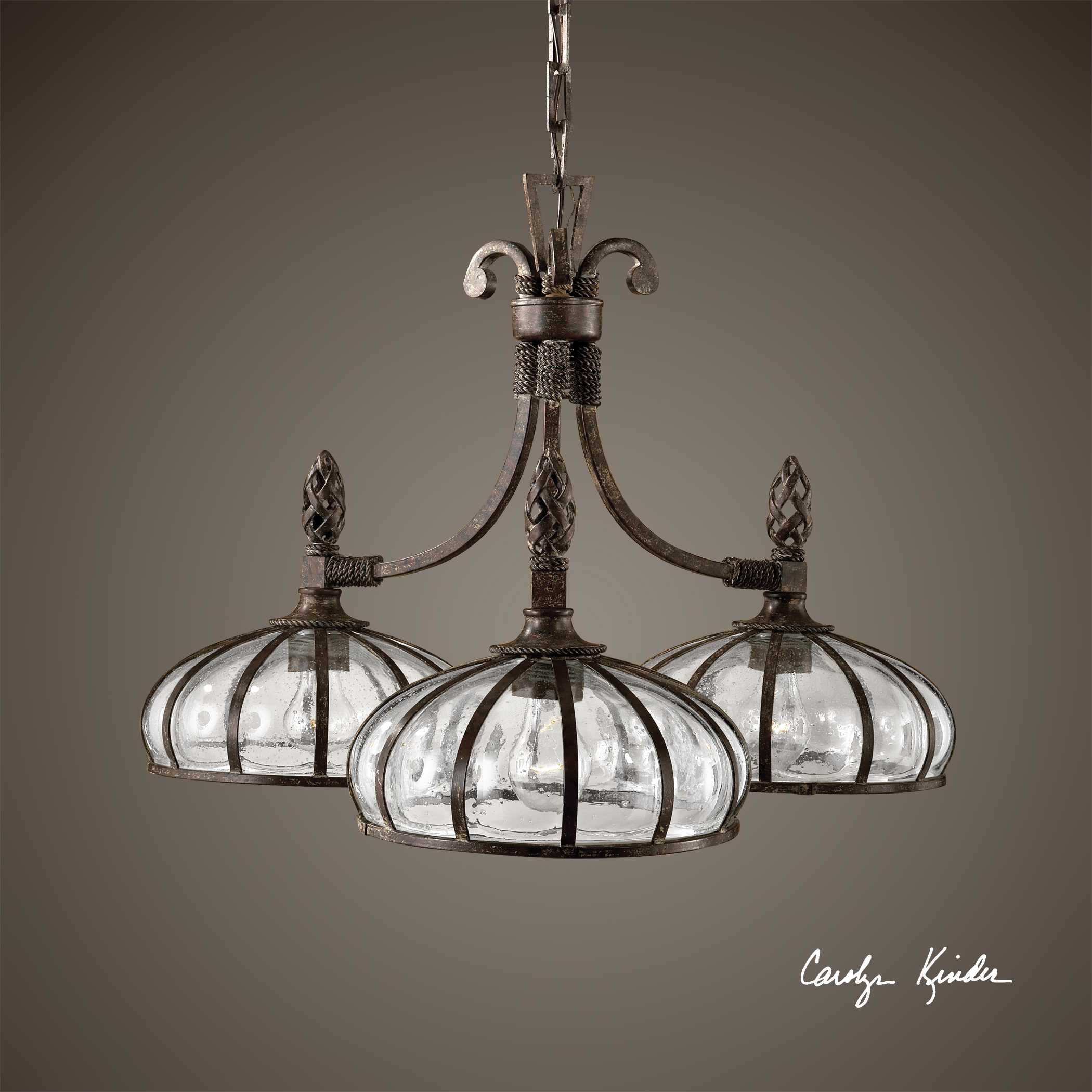Uttermost Galeana Iron Three-Light 28'' Wide Chandelier | UT21046