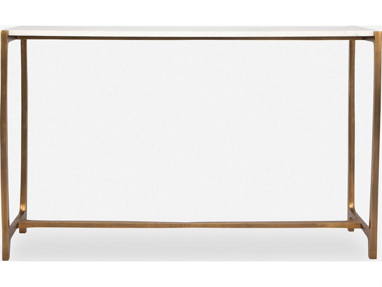 Uttermost Affinity Rectangular Marble Antique Gold Console Table | UT22964