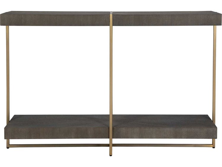 Uttermost Taja Rectangular Wood Brushed Brass Light Gray Console Table | UT22972