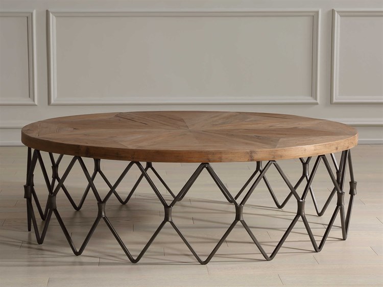Uttermost Chain Reaction Round Wood Natural Aged Iron Coffee Table ...