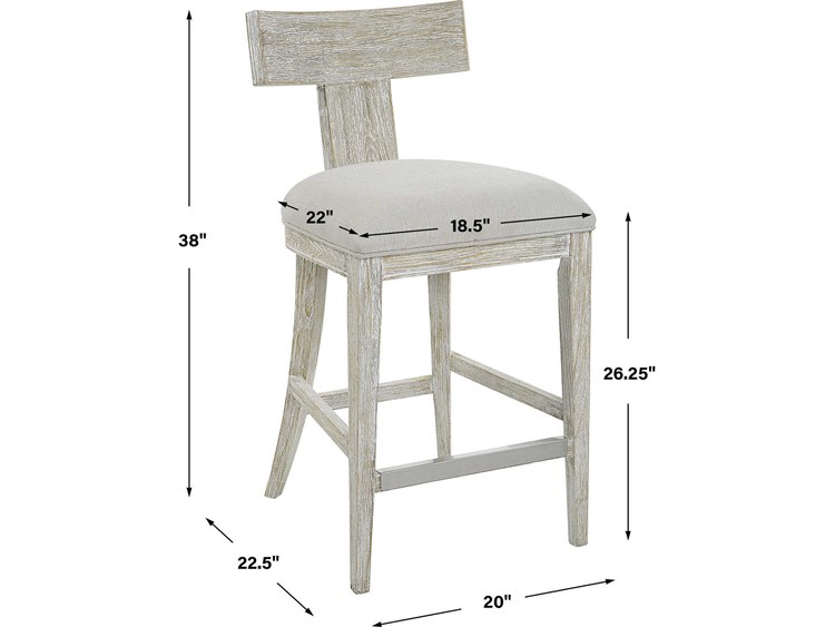 Uttermost Idris Upholstered Pine Wood White Counter Stool | UT23693