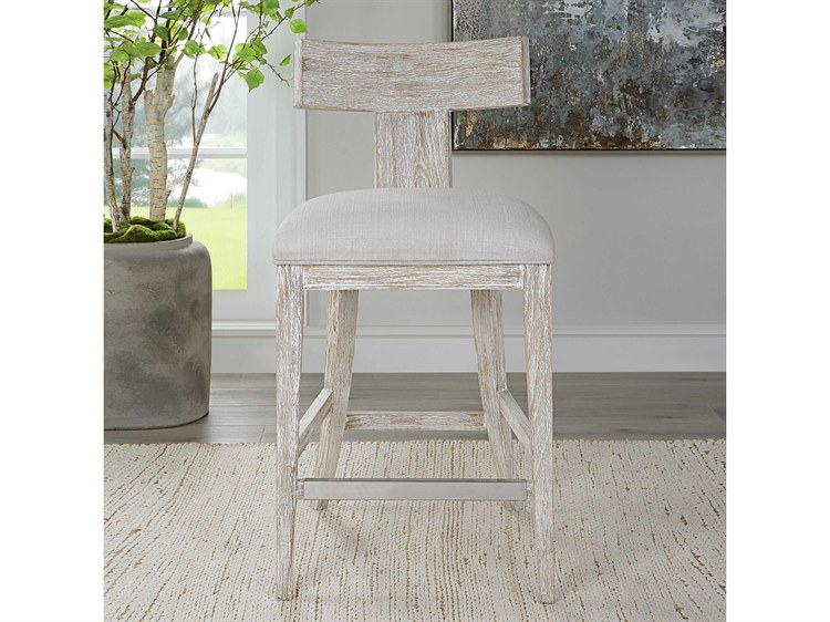 Uttermost Idris Upholstered Pine Wood White Counter Stool | UT23693