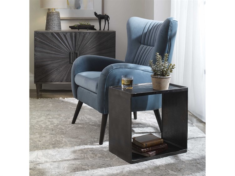 Uttermost Derwent Rectangular Metal Antique Brass End Table | UT25232