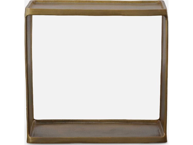 Uttermost Derwent Rectangular Metal Antique Brass End Table | UT25232