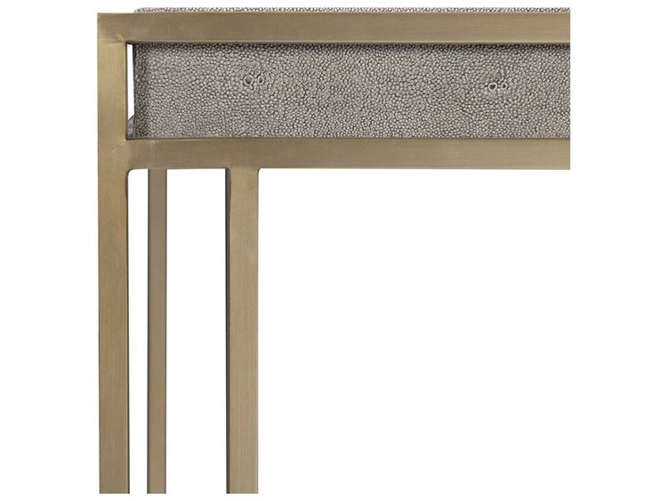 Uttermost Cardew Modern Rectangular Faux Leather Charcoal Gray Brushed Brass Console Table | UT25377