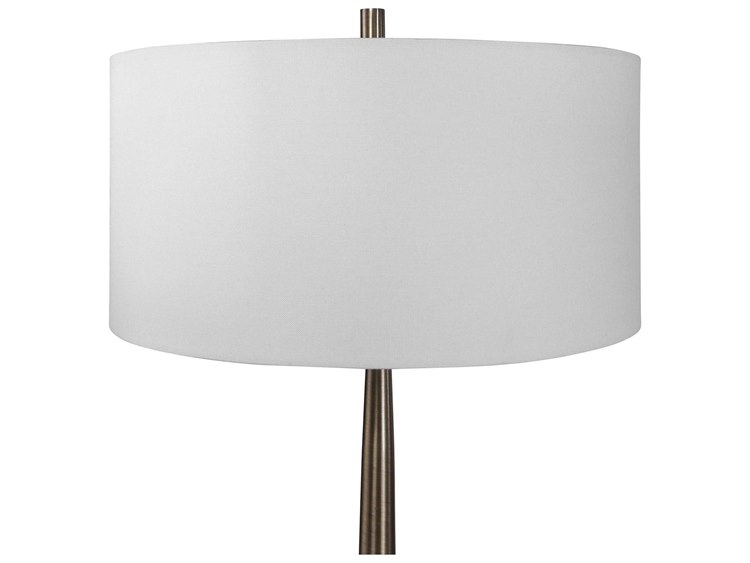 Uttermost Minette Antique Brass Round Drum Hardback Shade White Floor Lamp | UT28197