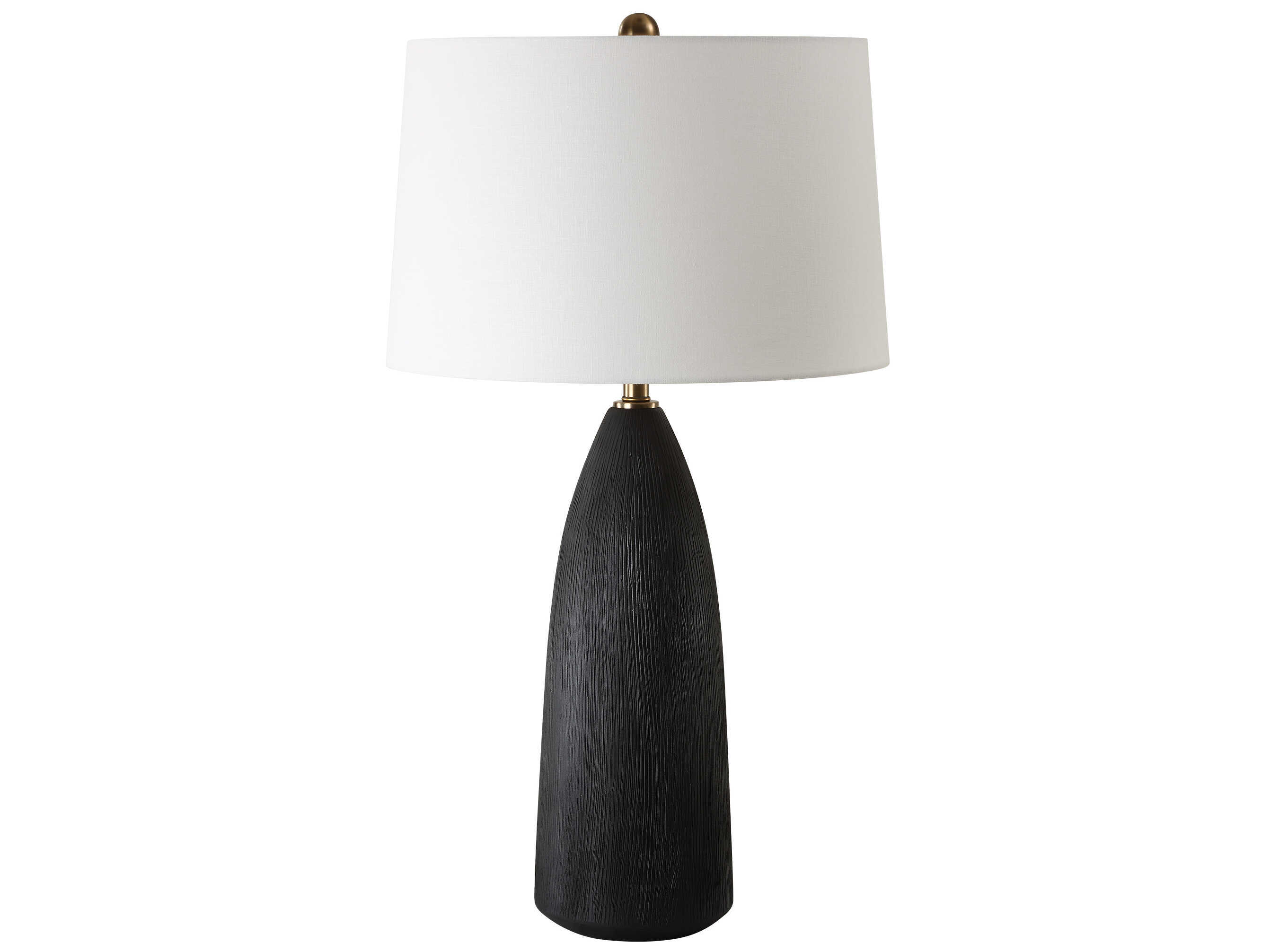 Uttermost Jett Matte Black Round Hardback Buffet Lamp | UT30299