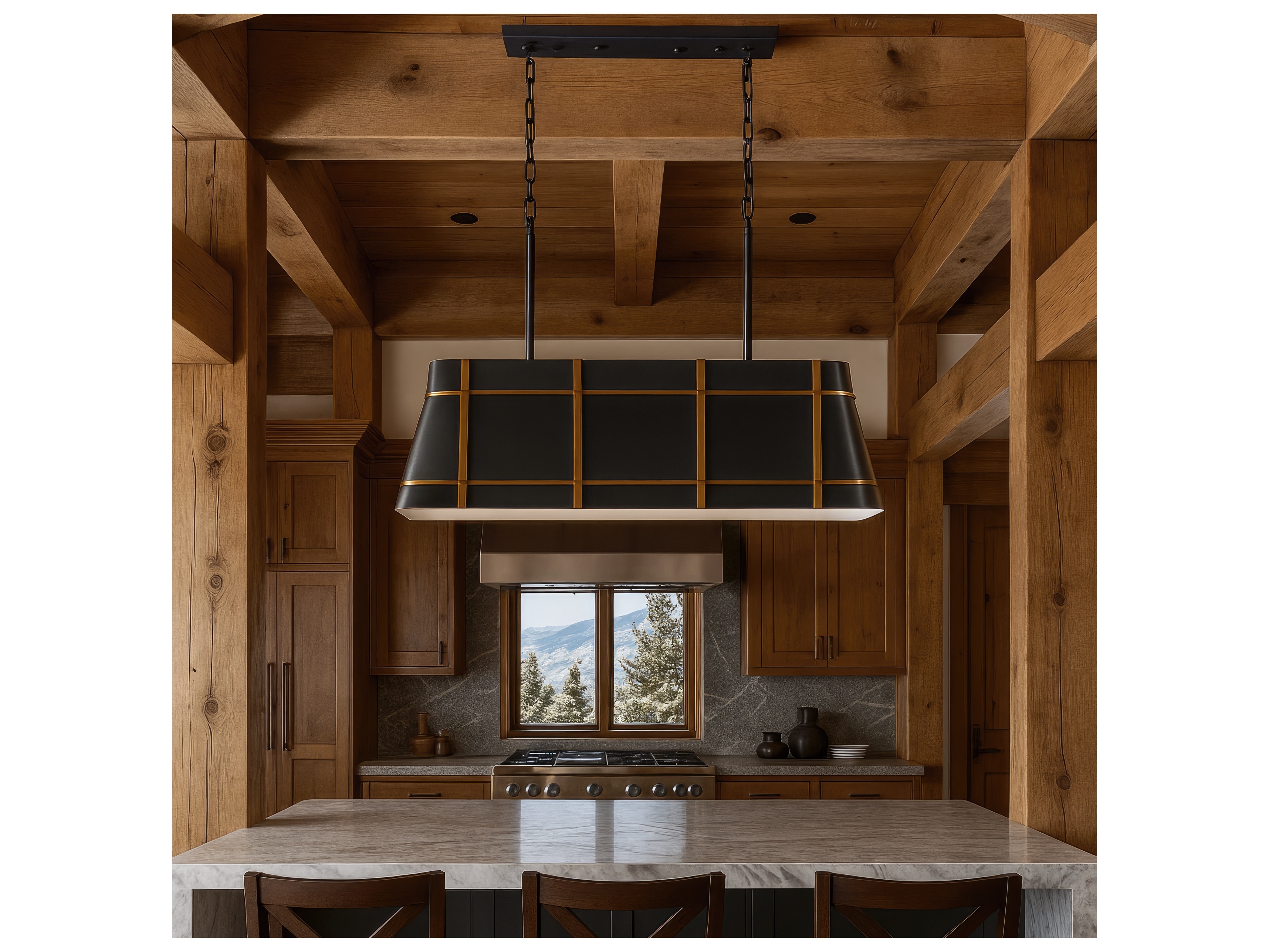 Varaluz Brasserie Brass Linear Island Pendant | VAR536N04ZNCBRZ