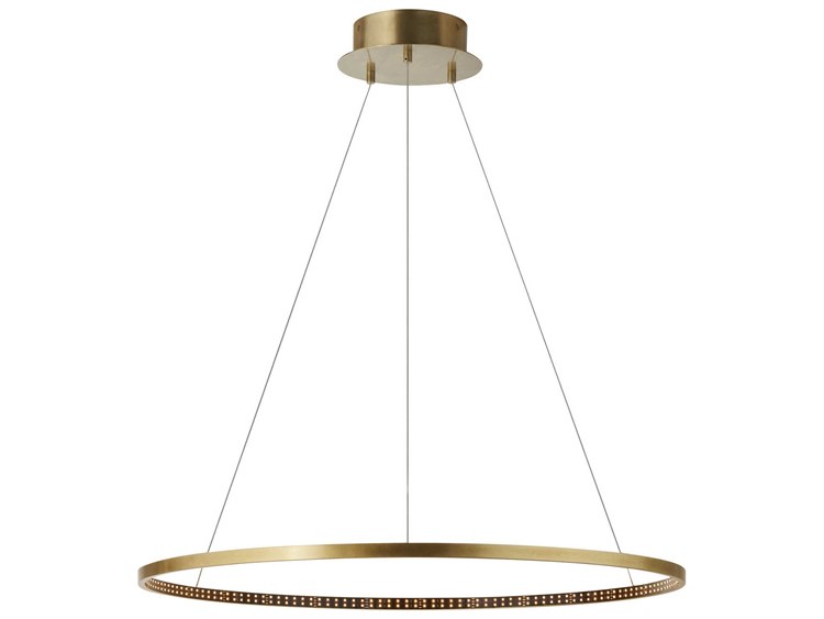 Visual Comfort Modern Vellavi 1-Light Natural Brass Round Pendant ...
