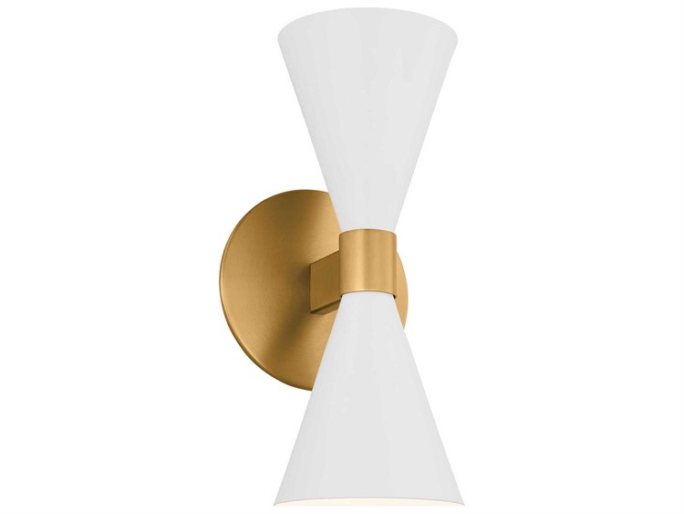 Visual Comfort Studio Albertine 2-Light Matte White Brass Wall Sconce ...