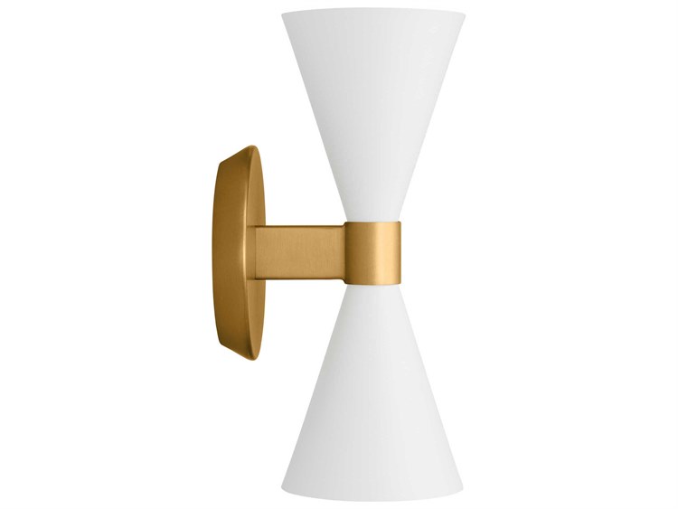 Visual Comfort Studio Albertine 2-Light Matte White Brass Wall Sconce ...