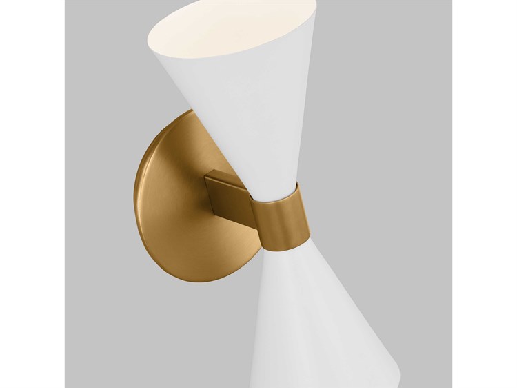 Visual Comfort Studio Albertine 2-Light Matte White Brass Wall Sconce ...
